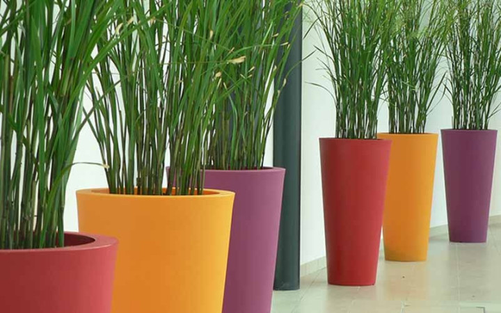 Pot de fleur DESIGN rond en plastique décoration intérieur / exterieur